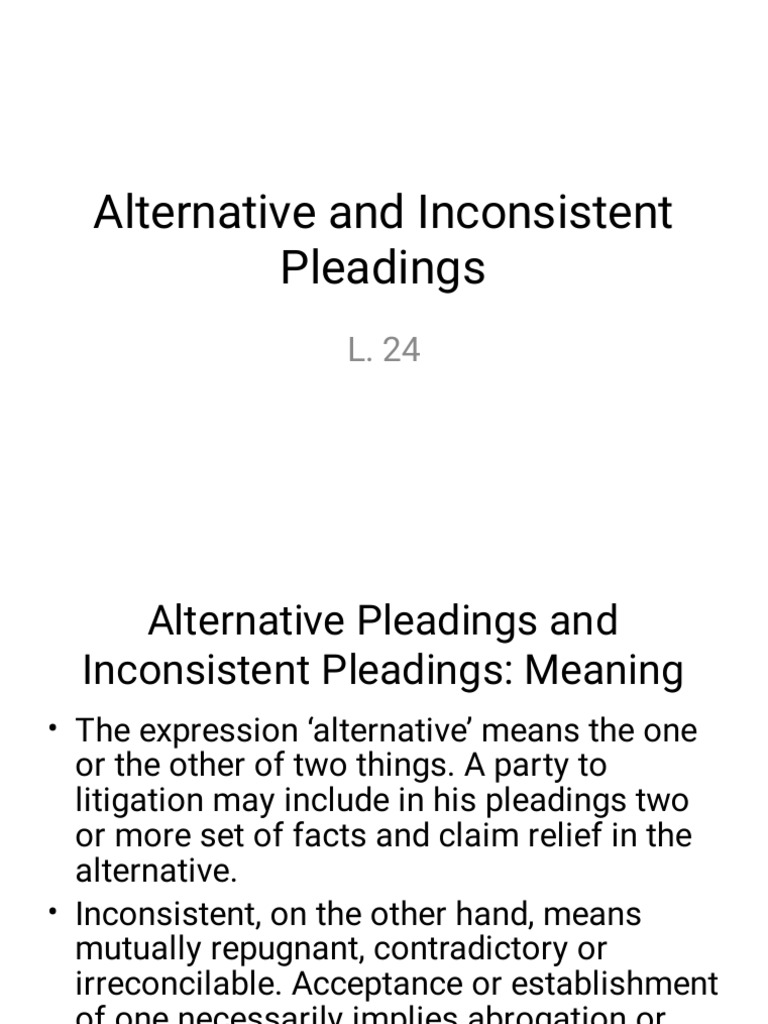 Alternative and Inconsistent Pleadings | PDF | Lawsuit | Pleading