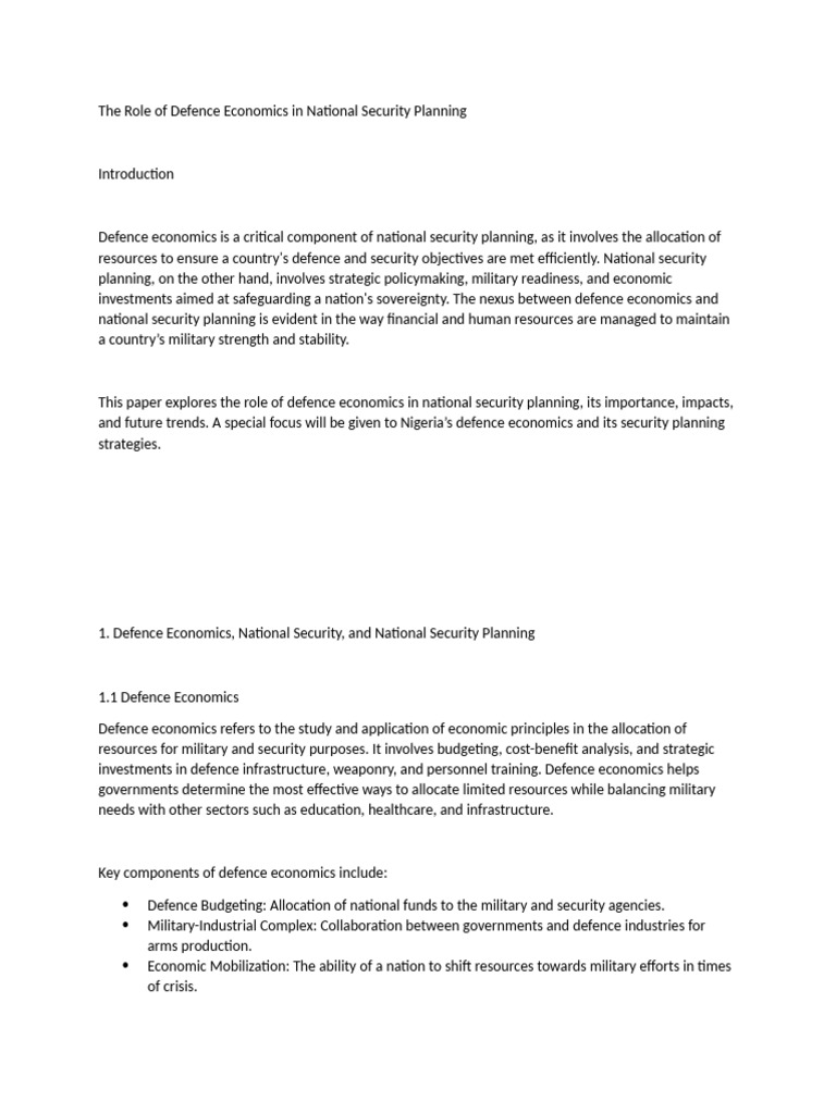 Defence Economics in Nigeria's Security Planning | PDF | National ...