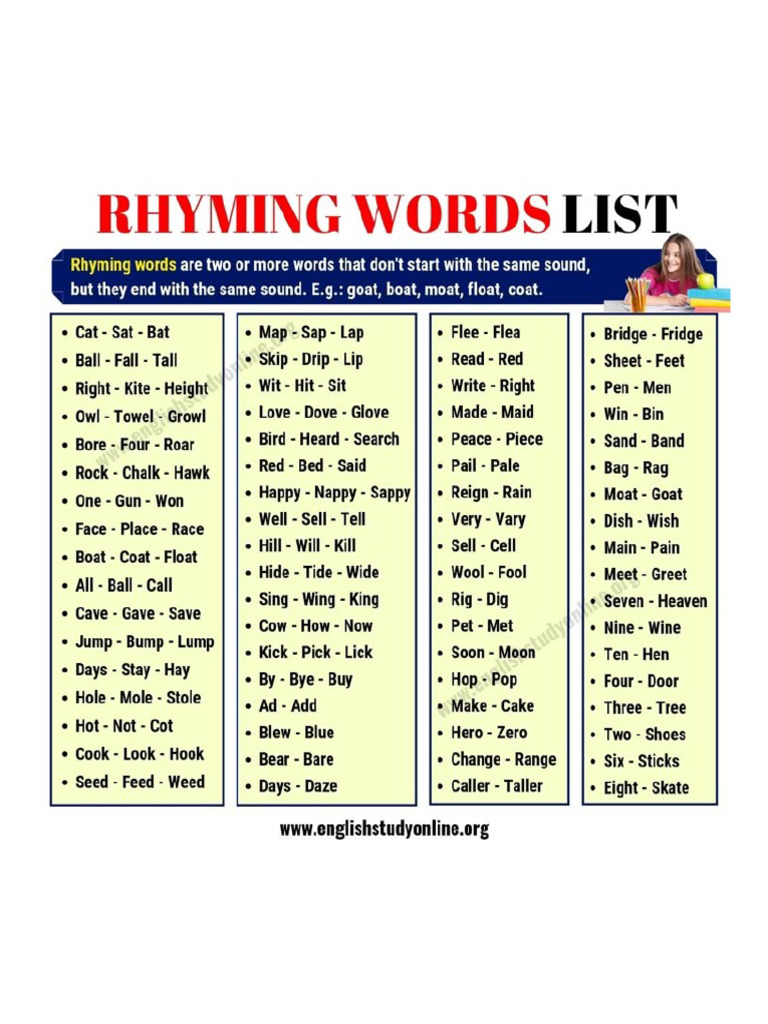 Rhyming Words | PDF