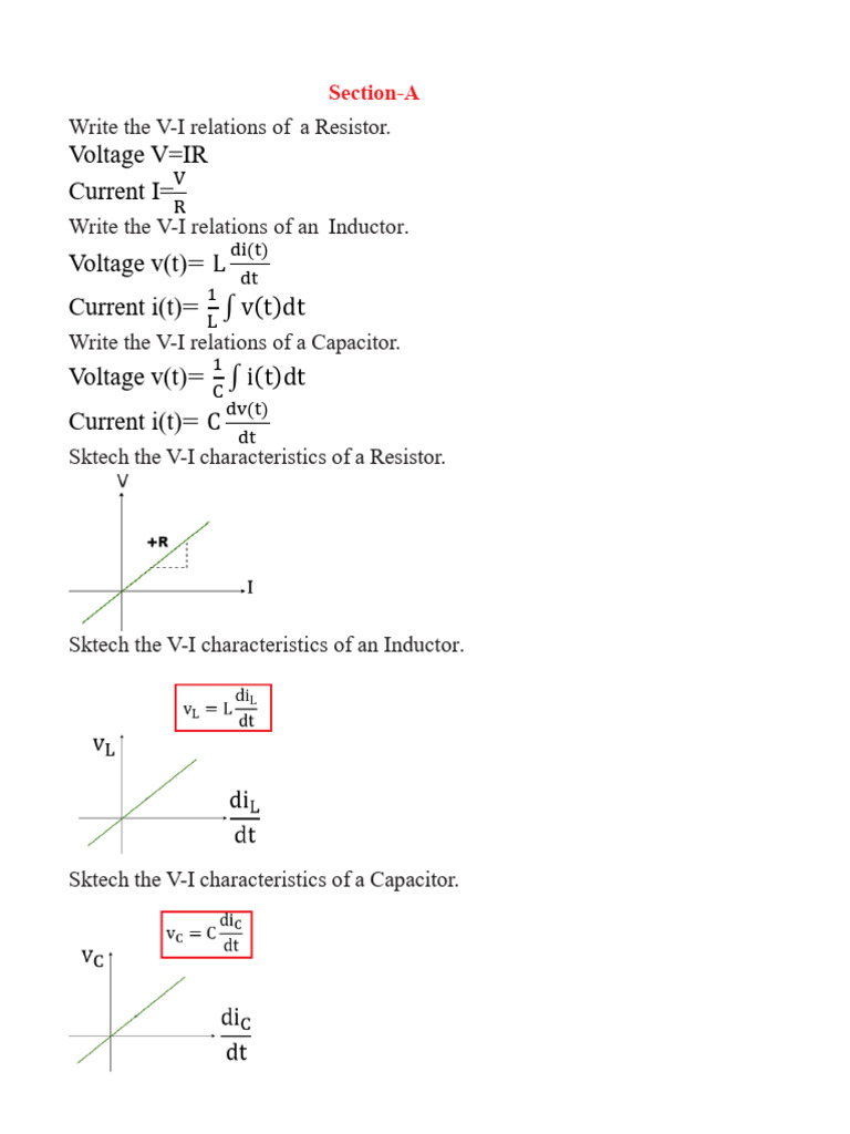 Updated Section-A, B & C QB Answers - Unlocked | PDF | Electrical Network | Inductor