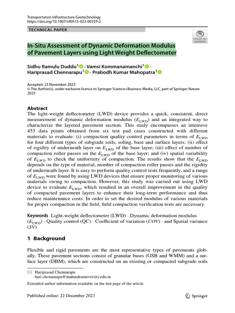 In-Situ Assessment of Dynamic Deformation Modulus Using LWD | PDF ...
