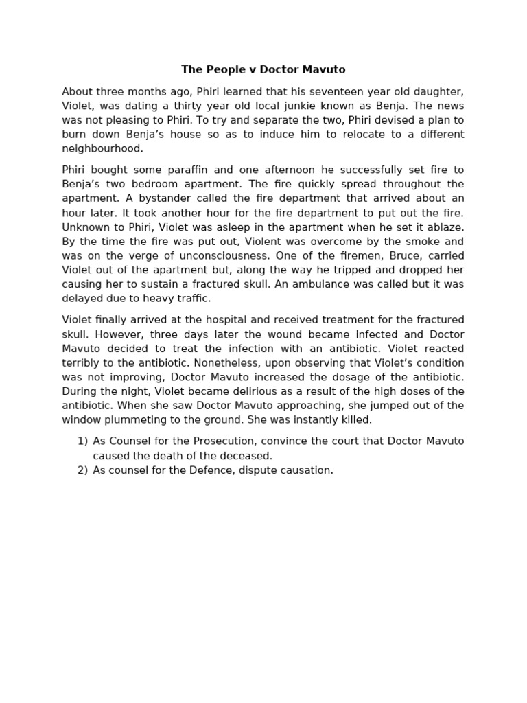 Causation Moot Question 3 | PDF