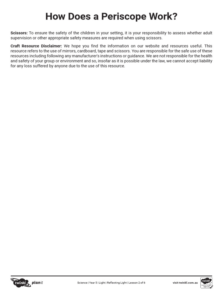 How Does A Periscope Work Activity Sheet | PDF | Mirror | Light