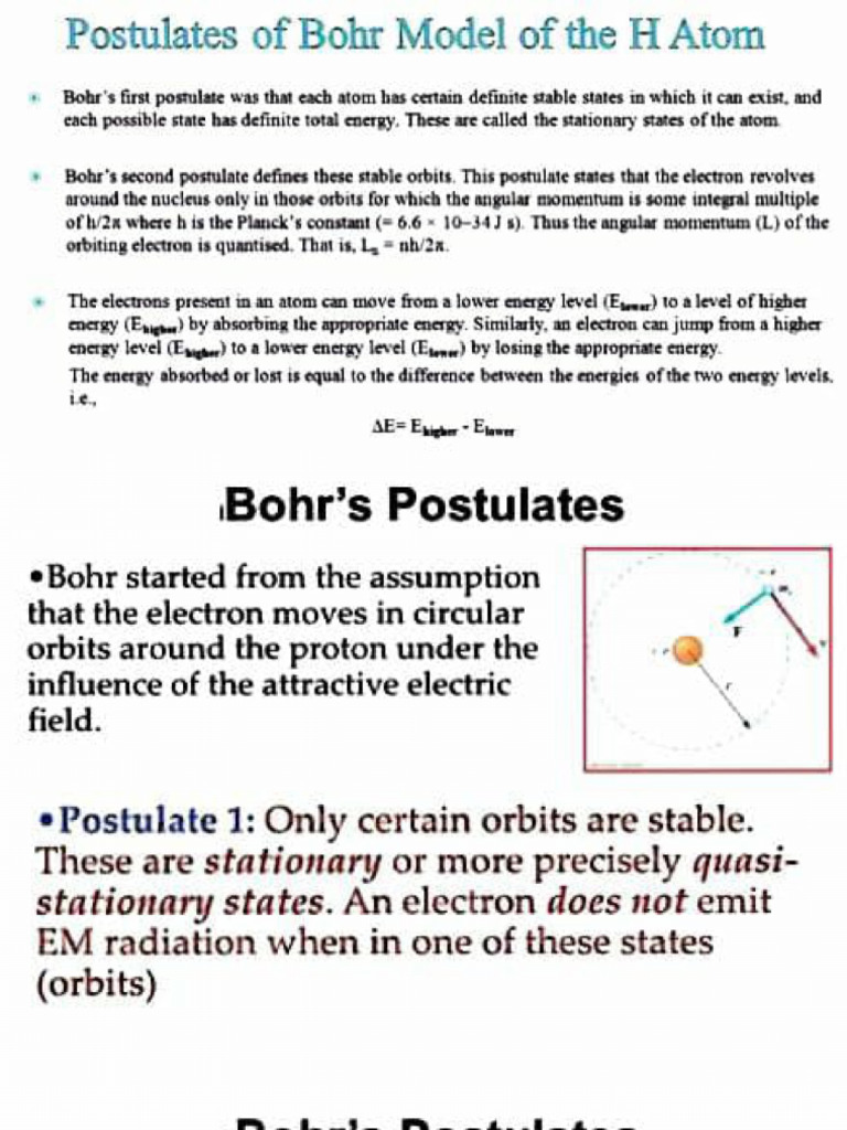 Bohrs Theory - Atomic Structure Class 11 | PDF | Physics | Physical ...
