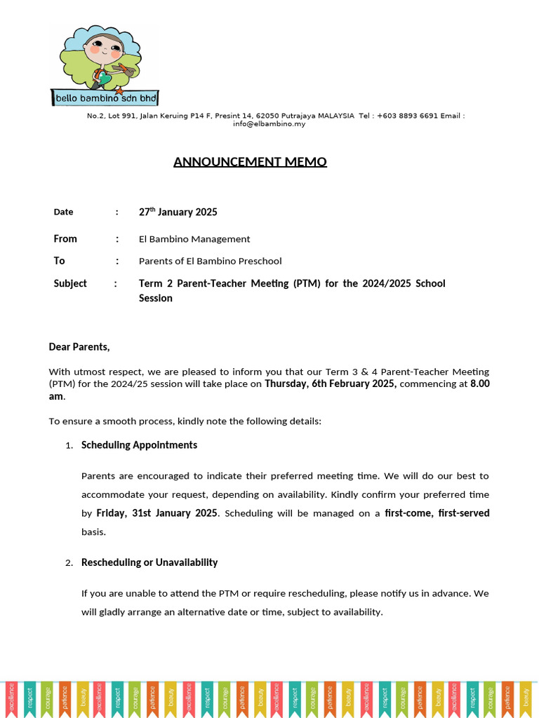 Memo - PTM 3&4 Term 2024-2025 | PDF