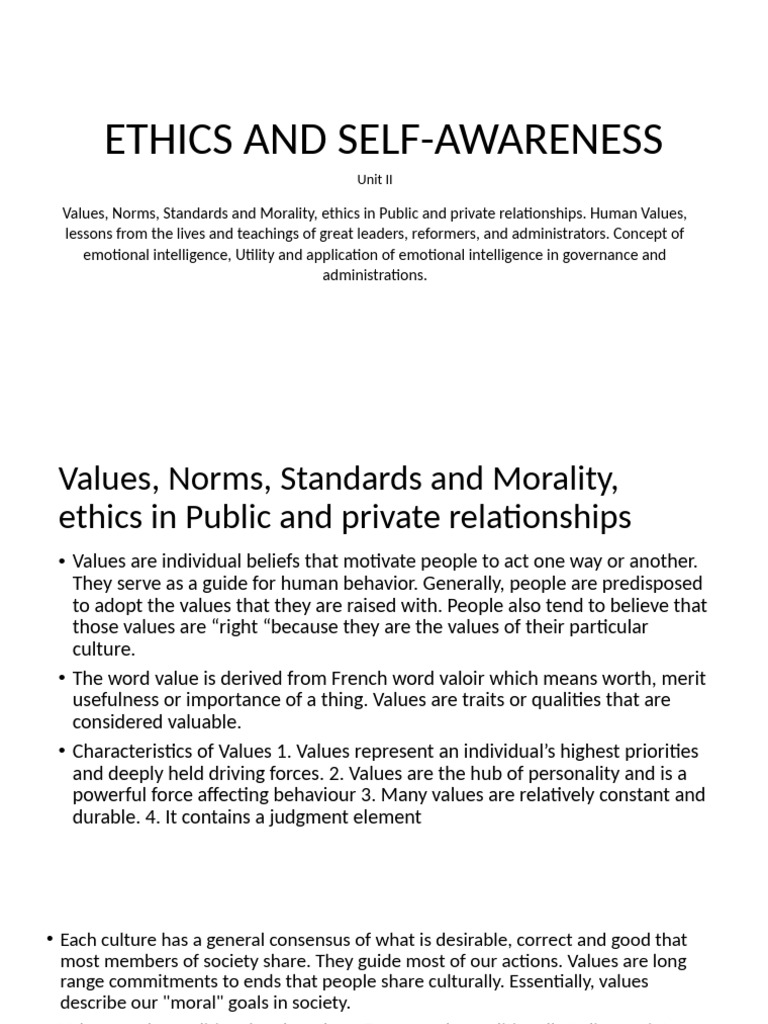 Ethics and Self-Awareness | PDF | Emotional Intelligence | Morality