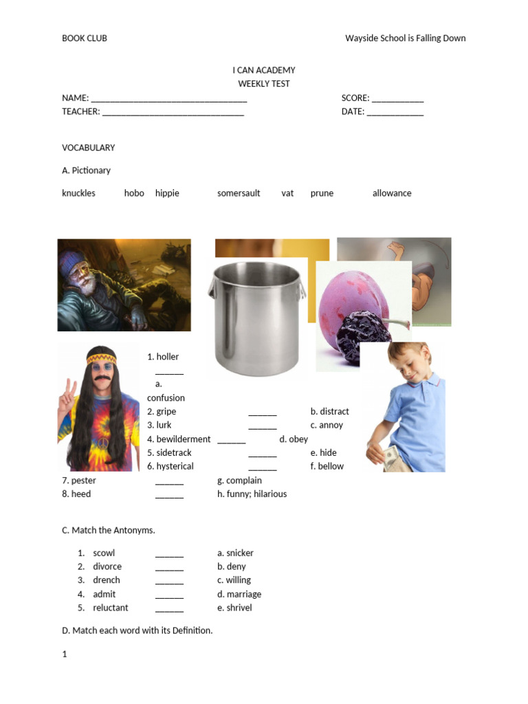 Wayside School Is Falling Down Test | PDF