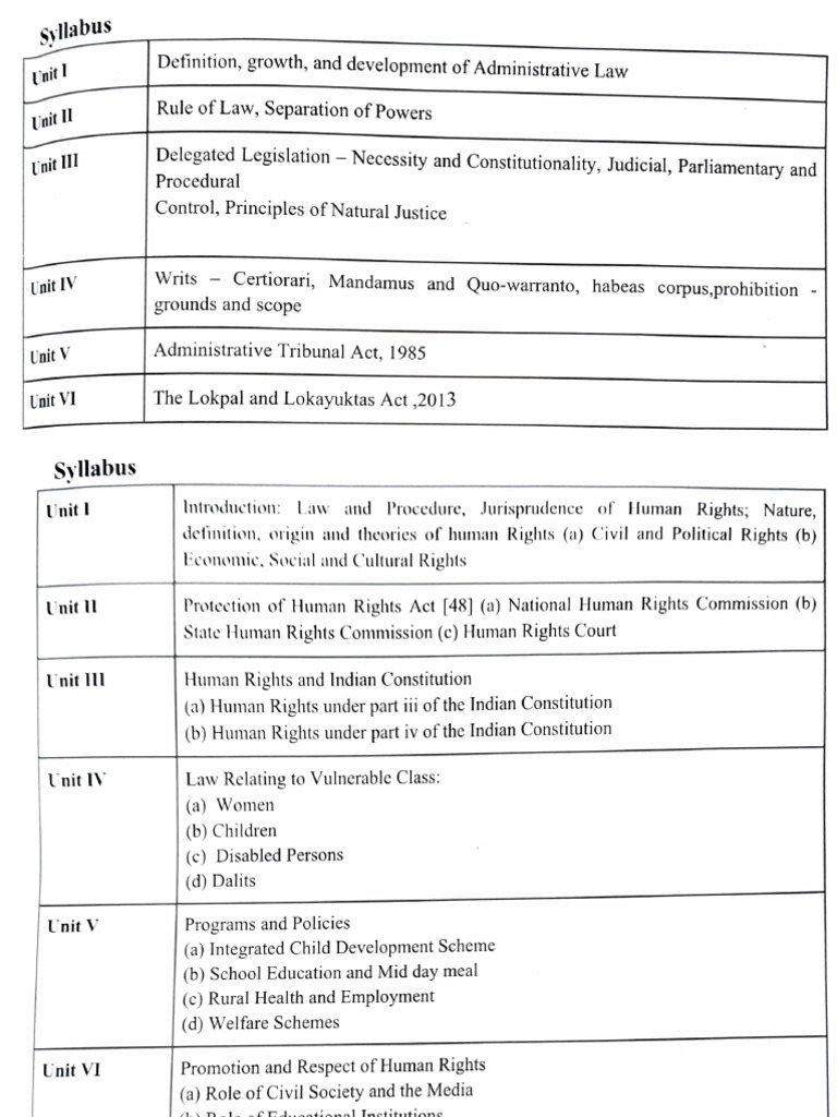 Administrative Law and Human Rights Syllabus | PDF