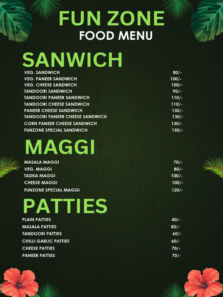 Green Tropical Food Menu | PDF