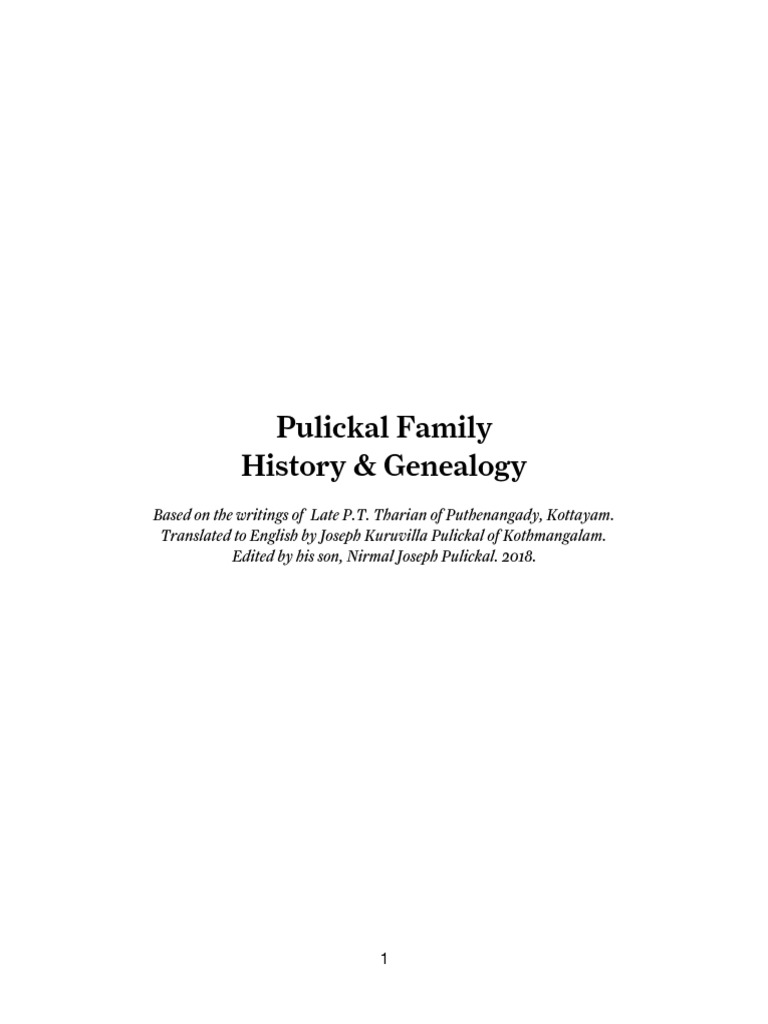 Pulickal Family History | PDF