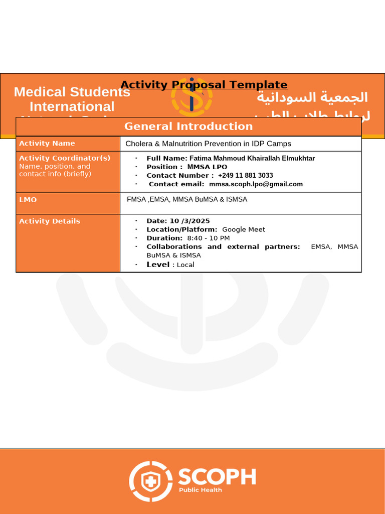 MMSA - Cholera & Malnutrition Prevention in IDP Camps | PDF | Cholera ...