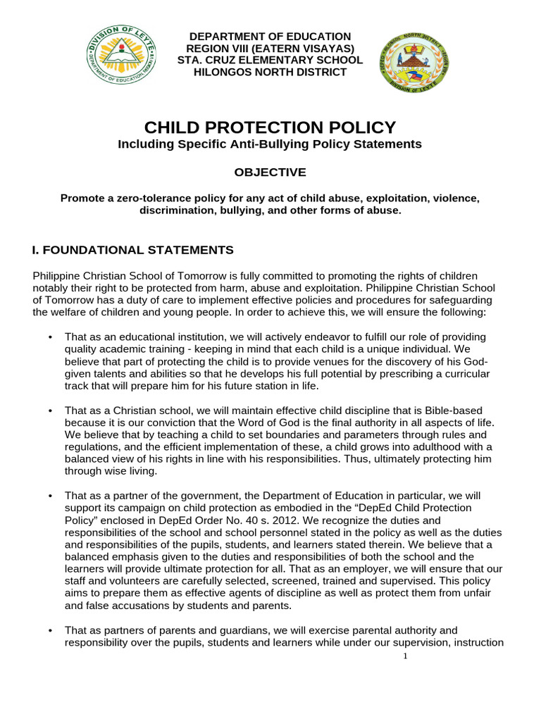 Child Protection and Anti-Bullying Policy | PDF | Bullying | Child ...