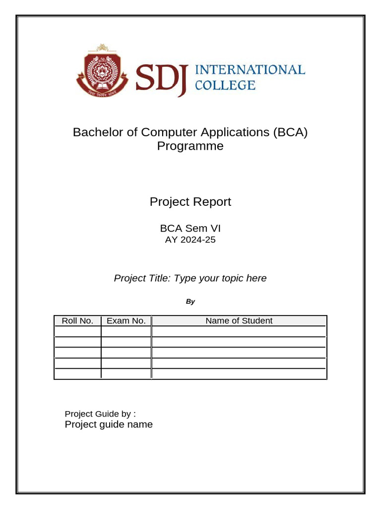 BCA Project Report Template 2024-25 | PDF | Computing | Information ...