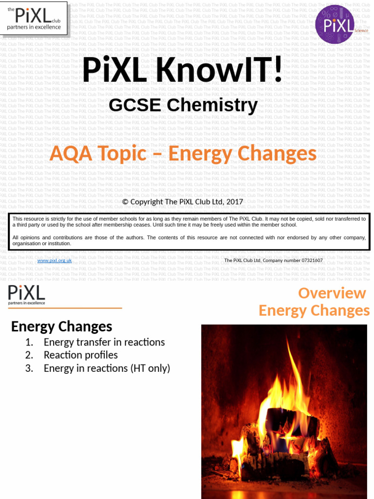 AQA Chemistry C5 Energy Changes KnowIT GCSE CGP Adapted | PDF ...