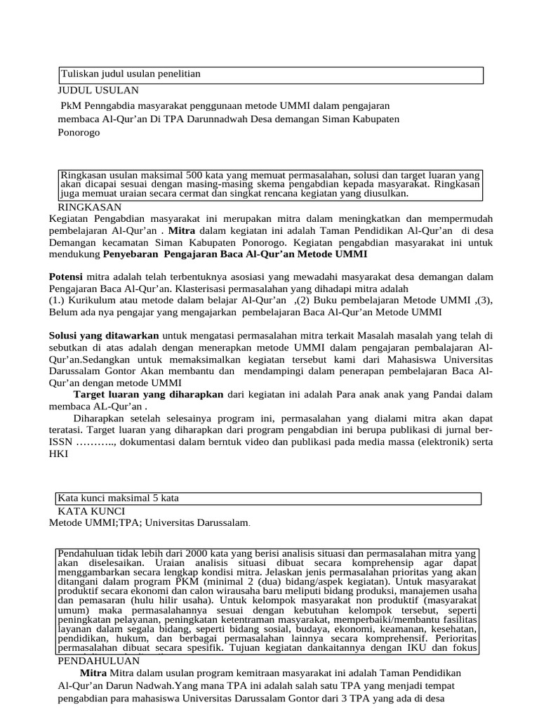 contoh proposal Pkn Abdimas | PDF