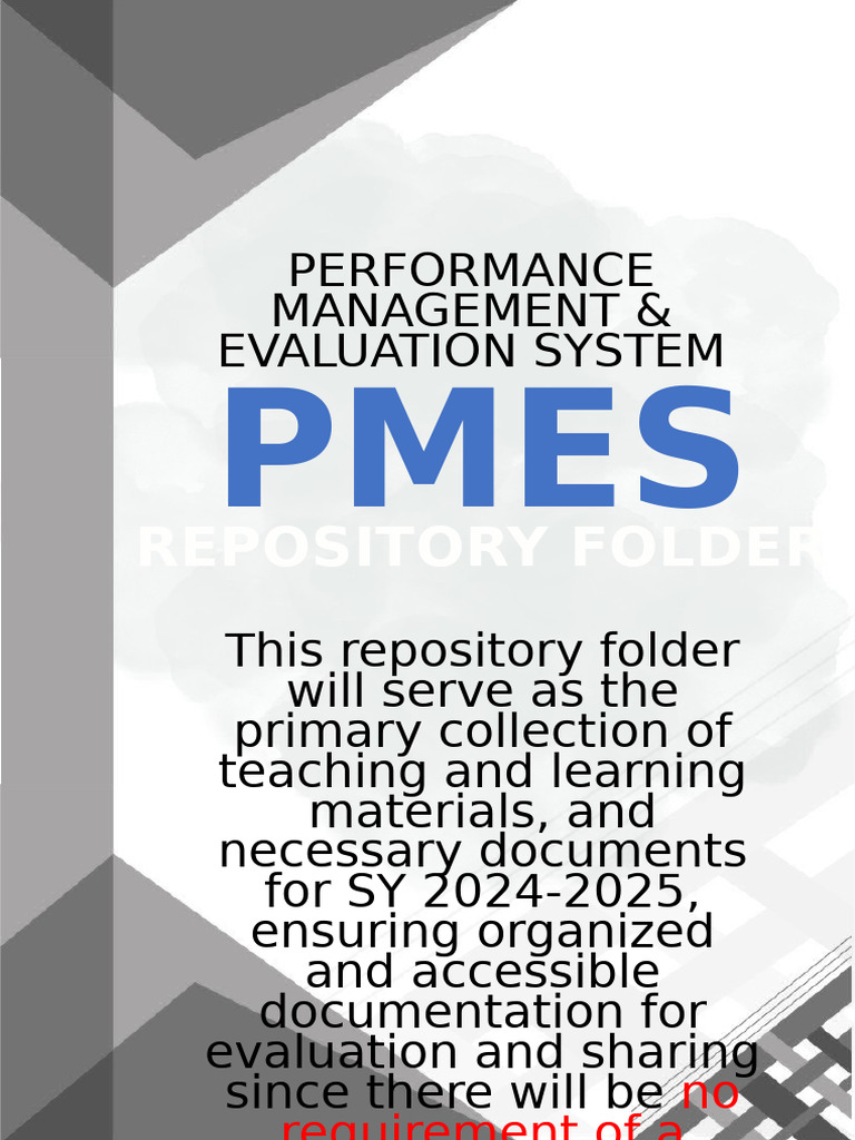 PMES Repository Folder Guide 2024-2025 | PDF | Teachers | Mentorship