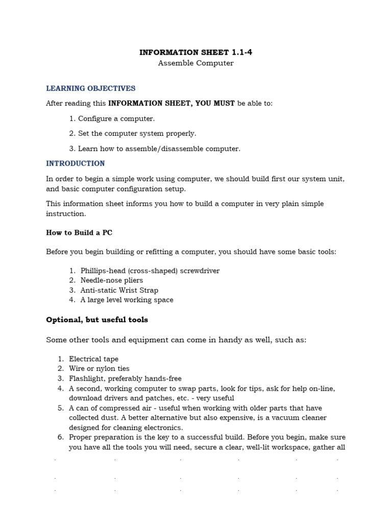 1.1-3 Assemble Computer Hardware-1 | PDF | Usb | Electrical Connector
