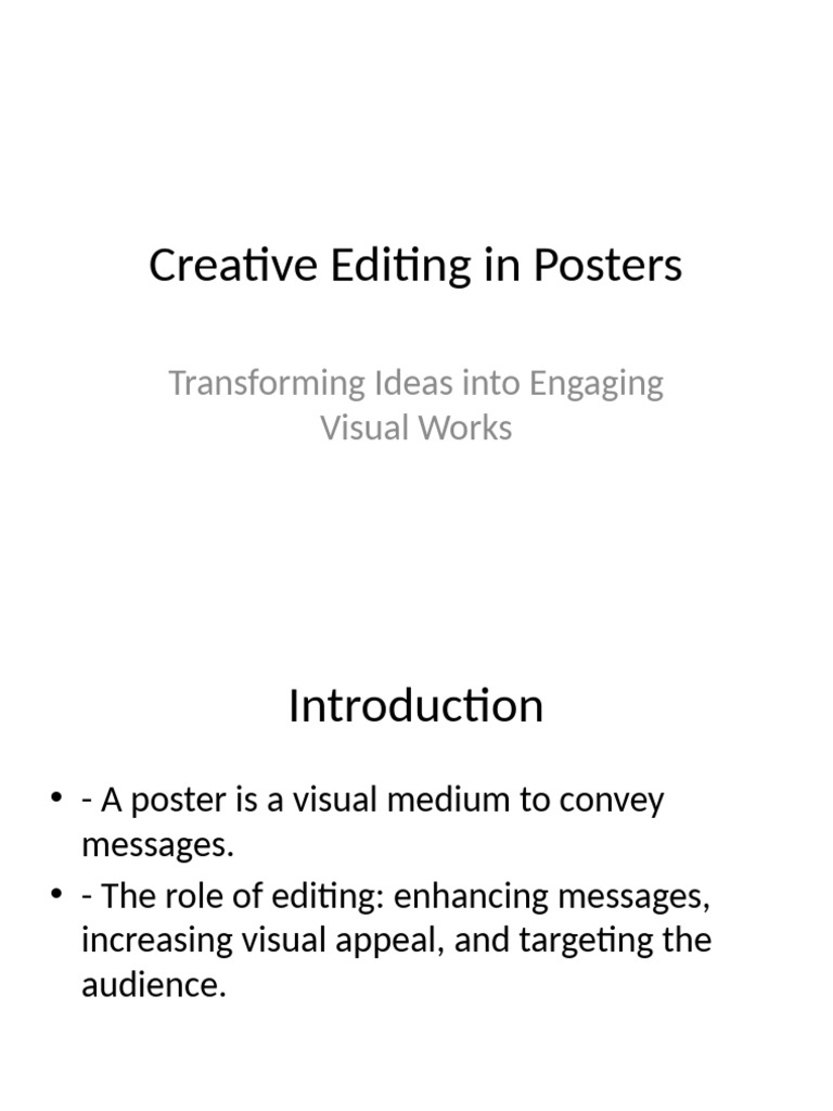 Creative Editing Posters | PDF