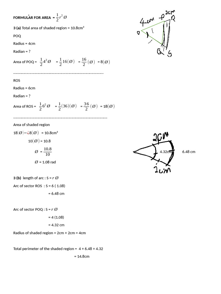 Area and Arc Length Calculations | PDF