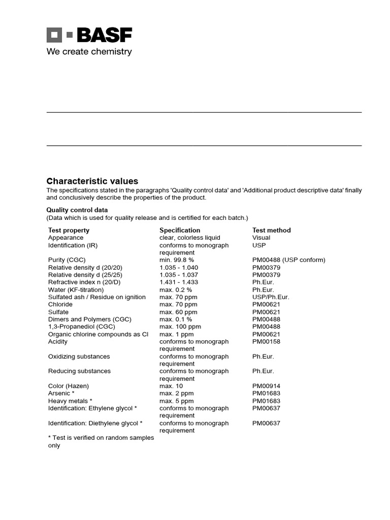1,2-Propylene Glycol Care SPEC | PDF | Implied Warranty | Chemical Substances