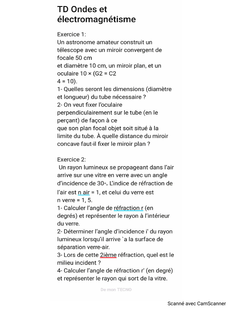 TD Ondes Et Électromagnétisme | PDF