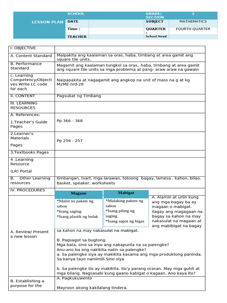 COT DLP MATH 4TH QUARTER | PDF