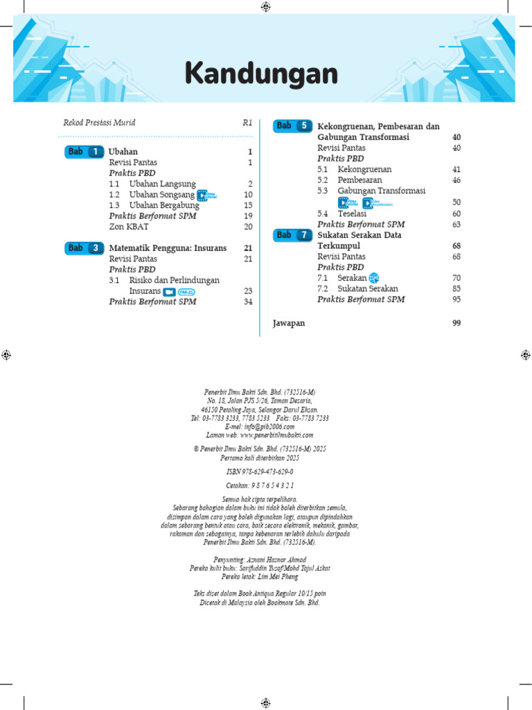 Math Book 1 Ting5 (Jawapan) | PDF