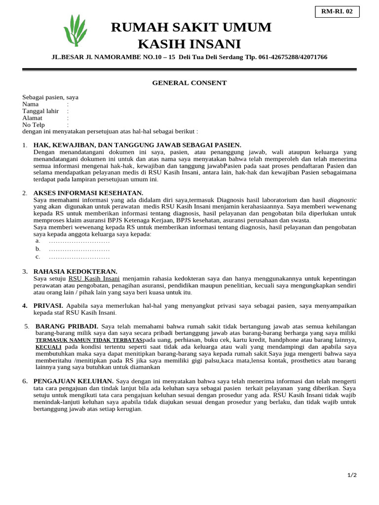 RM 2 General Concent | PDF