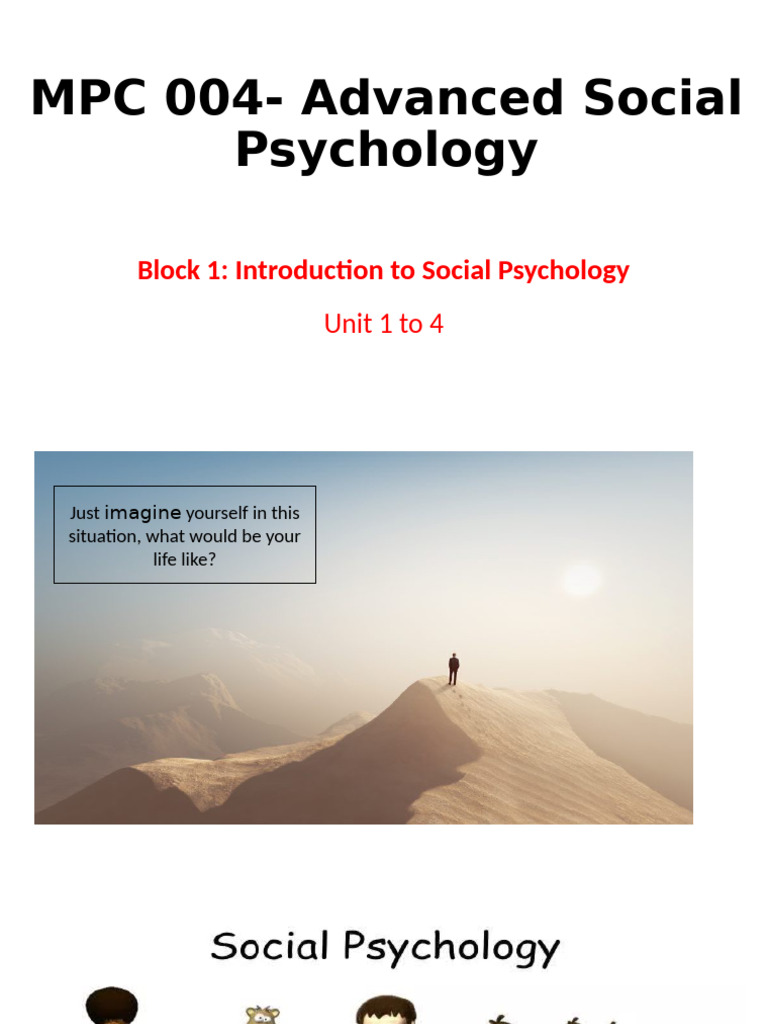 MPC 004 - Block 1 Introduction To Social Psychology | PDF | Social Psychology | Psychology