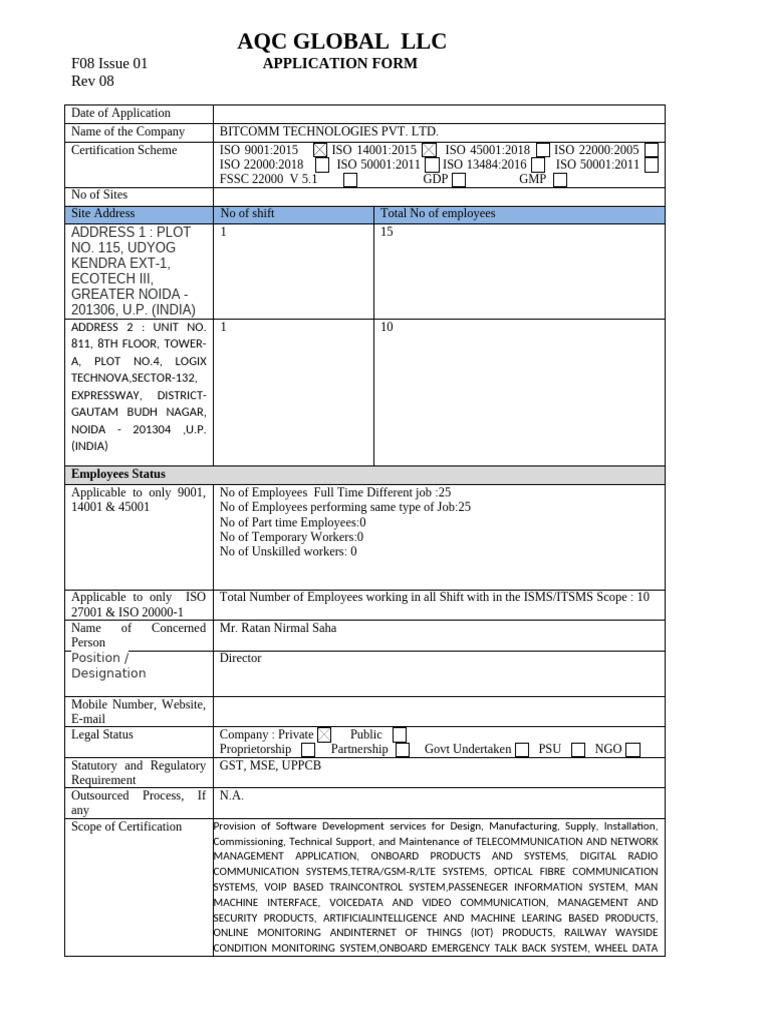 Aqc Application Form Itsms | PDF | Audit | Business
