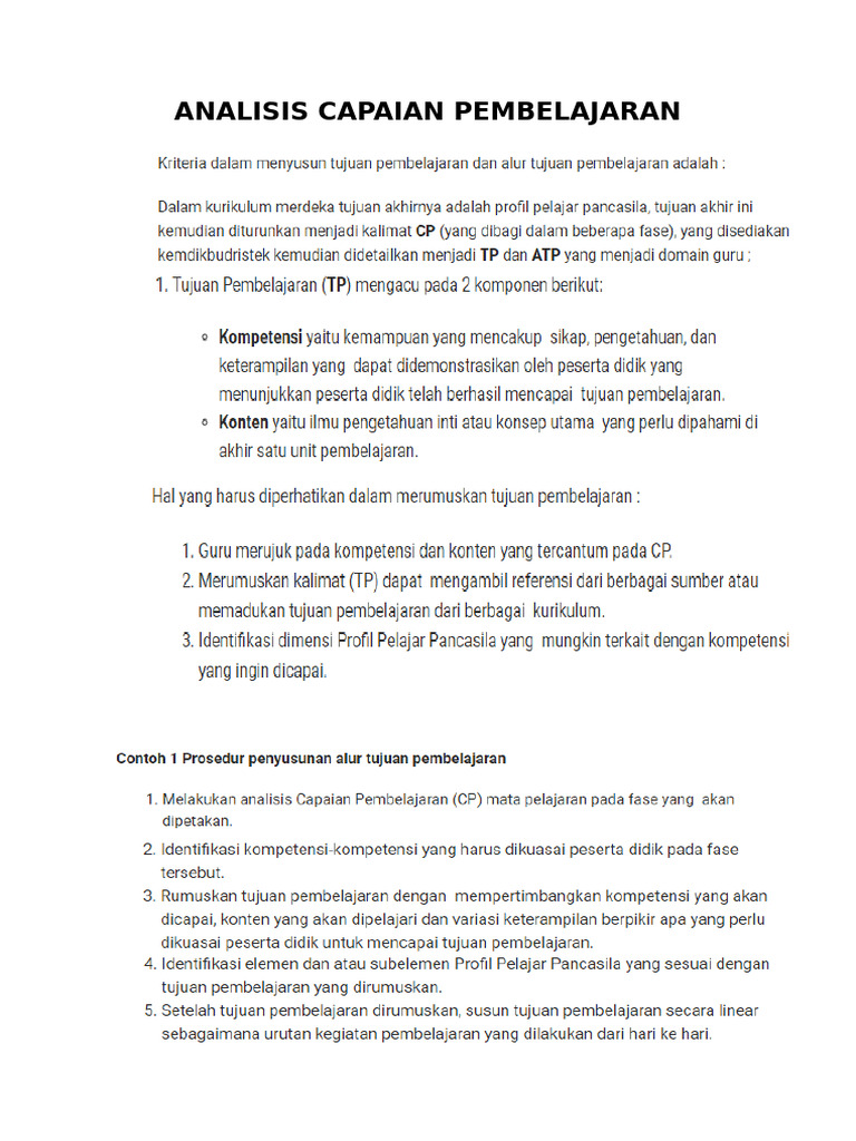 Analisis Capaian Pembelajaran 1 | PDF