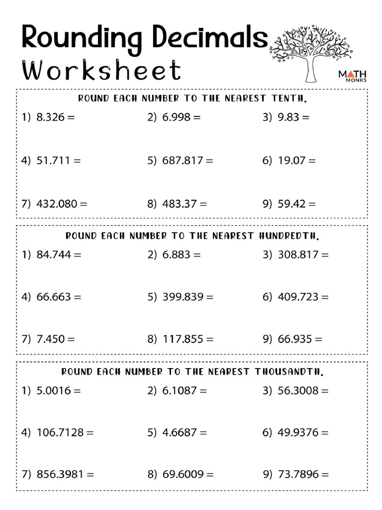 Rounding Decimals Worksheet 5th Grade | PDF