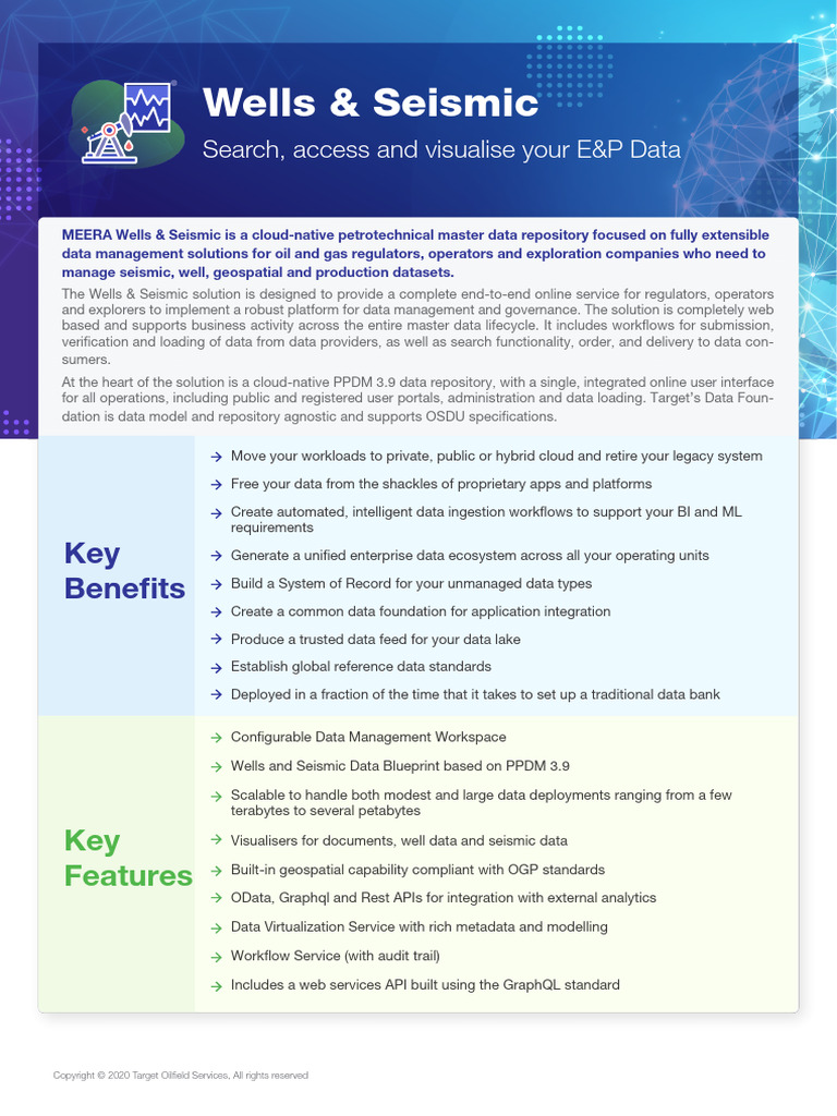 Wells & Seismic Product Sheet.7f05dc12 | PDF | Data | Cloud Computing