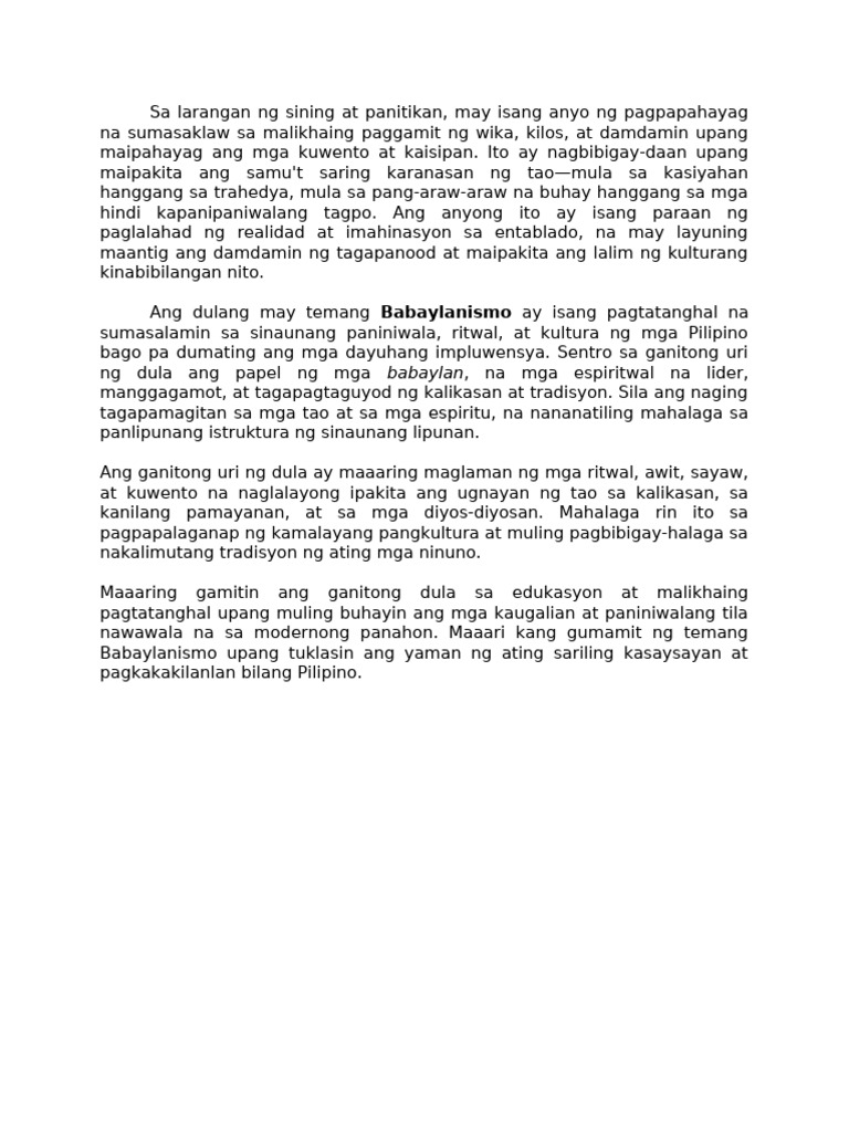 Sa Larangan NG Sining at Panitikan | PDF