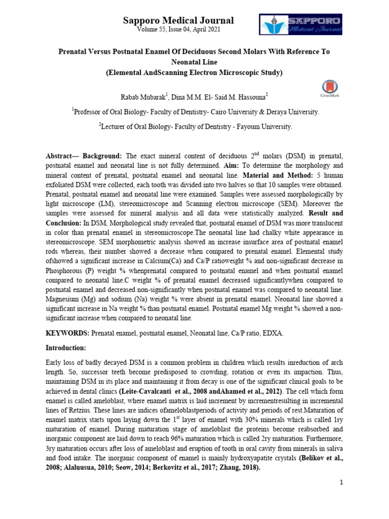 Sapporo Medical Journal | PDF | Tooth Enamel | Human Tooth