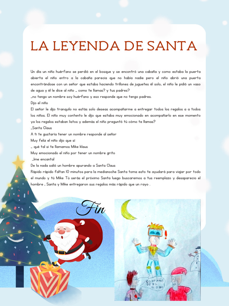 Documento A4 Página de Cuento de Navidad para Niños Bonito Navideño Celeste PDF | PDF