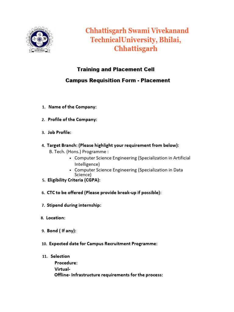 Placement Form Requisition | PDF
