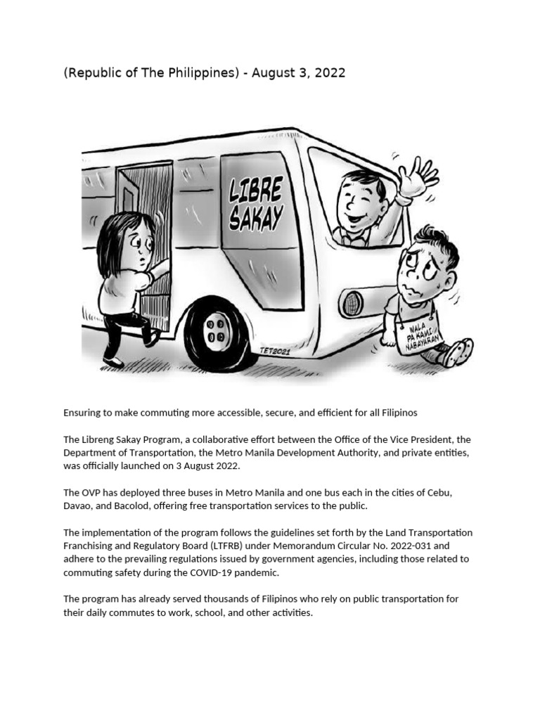 Free Commuting Program in the Philippines | PDF