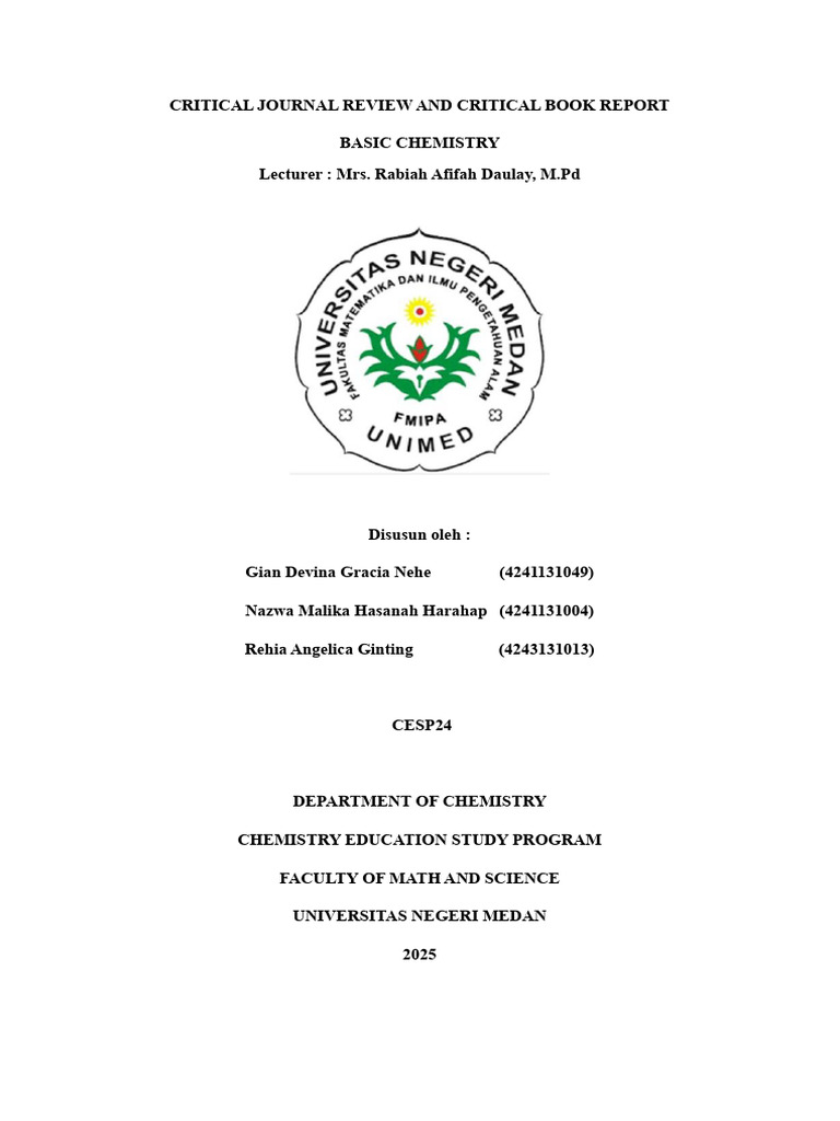 Critical Journal Review and Critical Book Report | PDF | Reaction Rate ...