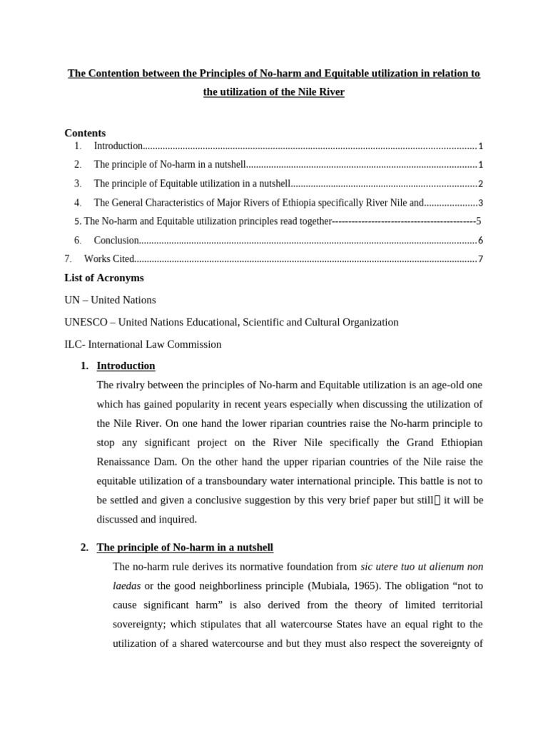 No-Harm vs. Equitable Utilization of Nile | PDF | Nile | Drainage Basin