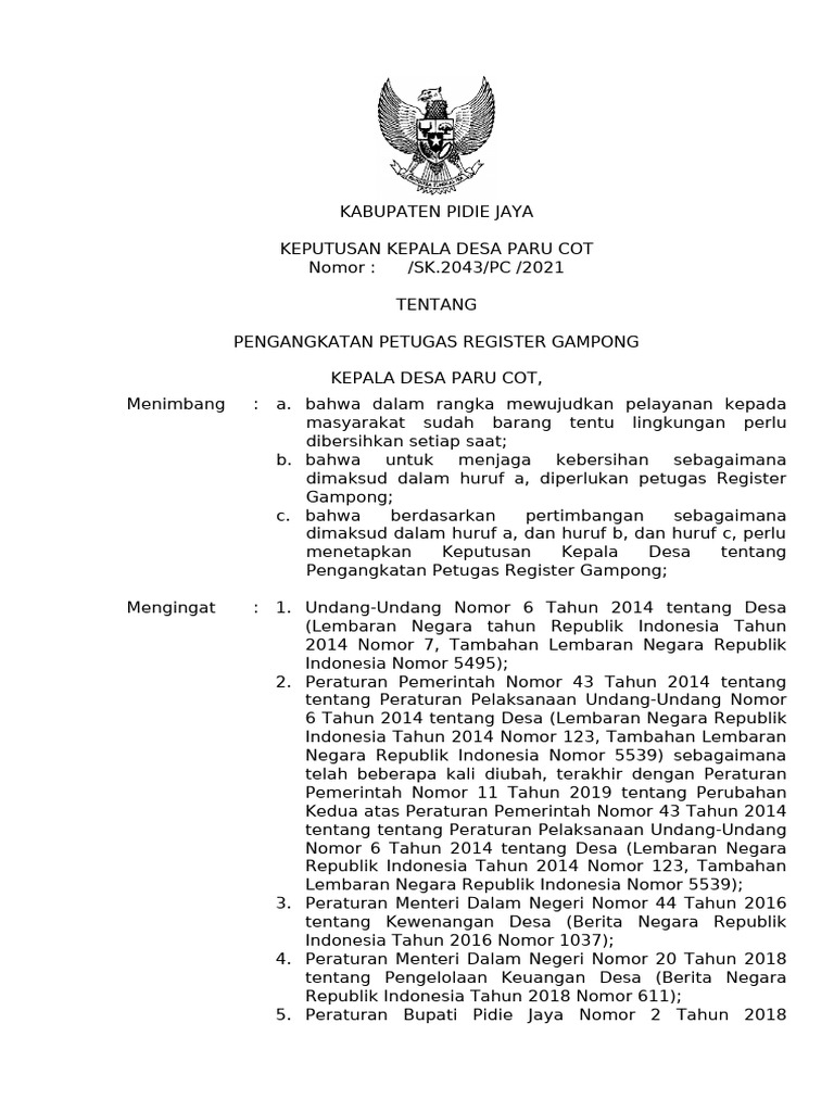 SK Petugas Register | PDF