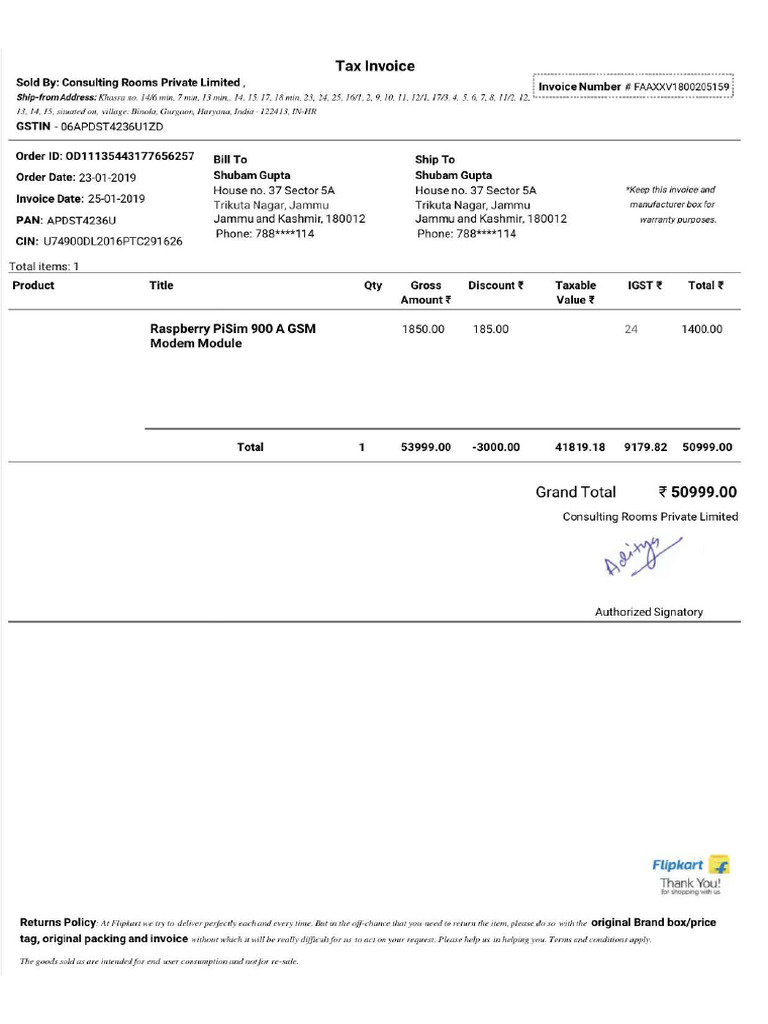 Flipkart Invoice | PDF