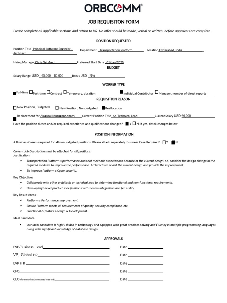 Principal Software Engineer Job Requisition | PDF | Computing | Business