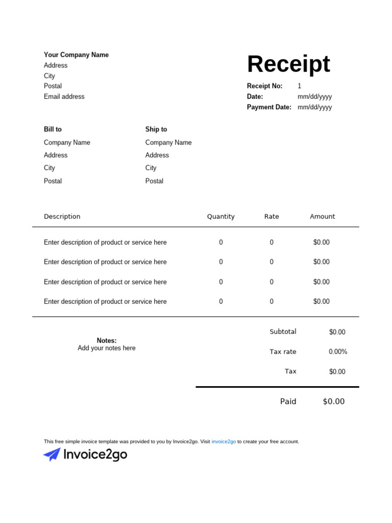 Contractor Receipt Template (1) | PDF