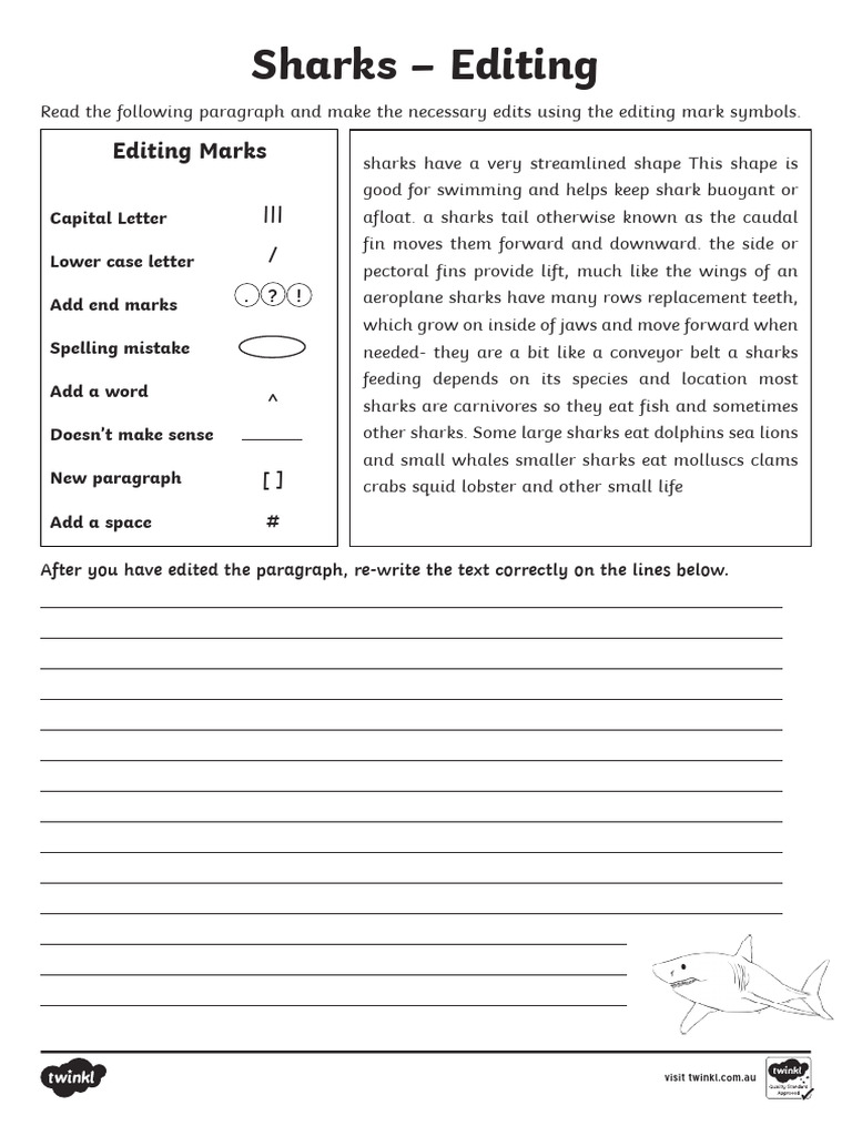 Year 4 Shark Editing Exercise | PDF