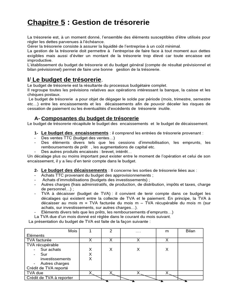 Gestion de trésorerie et budgets prévisionnels | PDF | Trésor | Budget