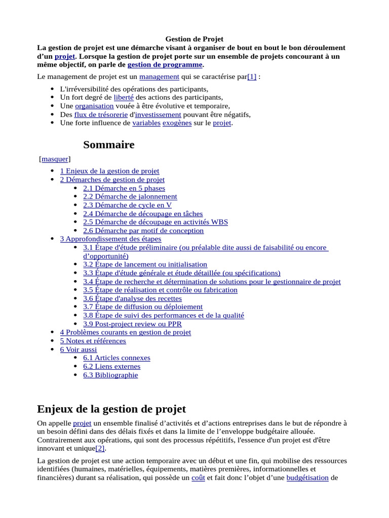 Introduction à la gestion de projet | PDF | Gestion de projet | Test de ...