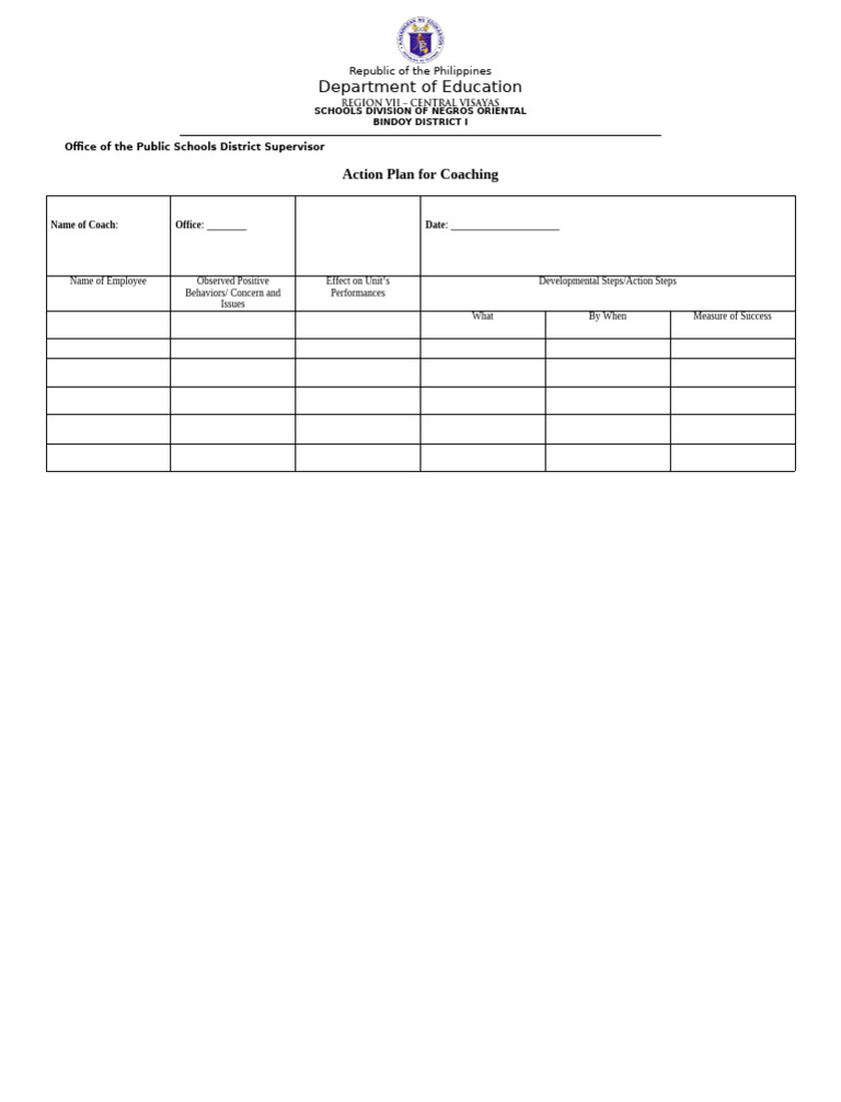 Coaching Action Plan Template | PDF