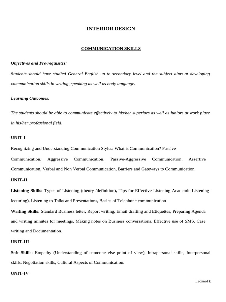Communication COURSE Outline | PDF