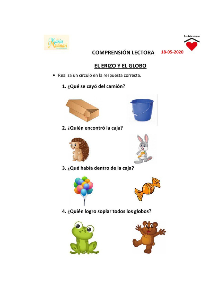 Actividad Cuento Erizo y El Globo | PDF